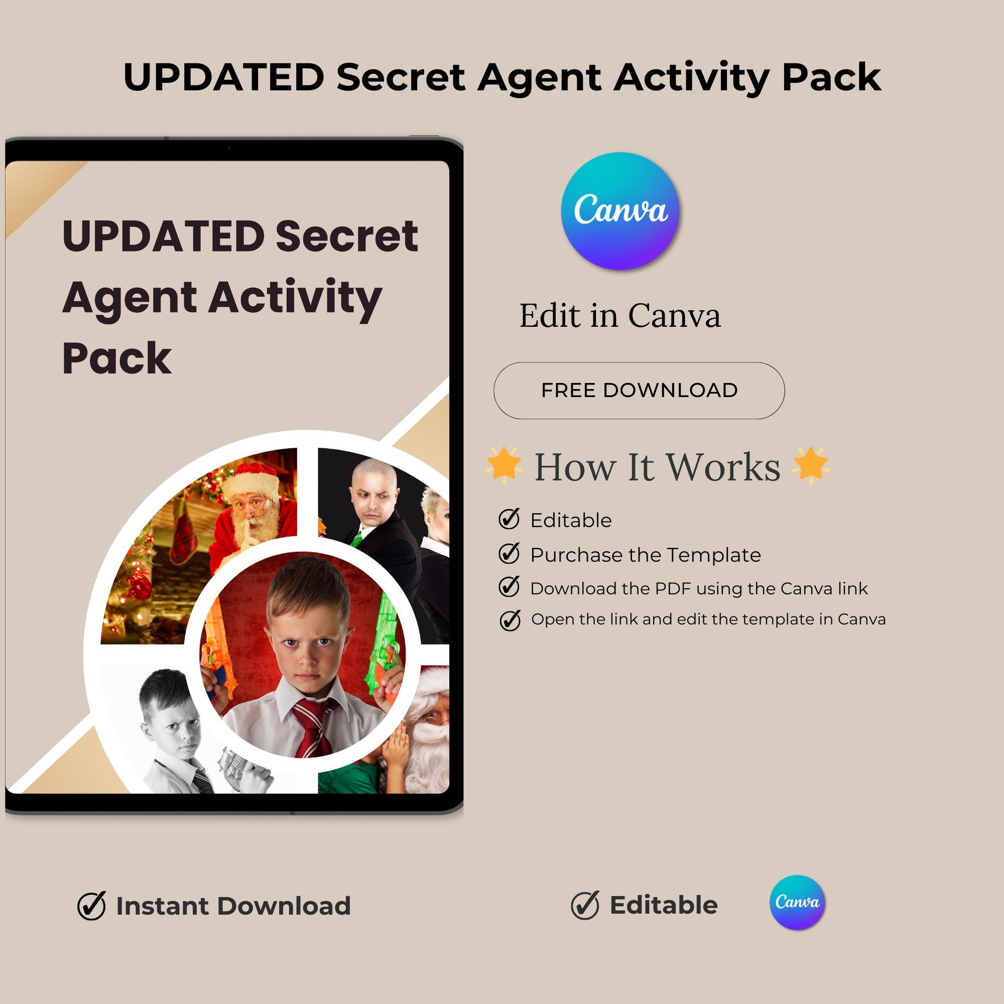 Kids Activity Pack, Updated Secret Agent Activity Pack, Detective Party ...