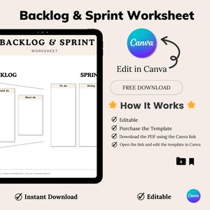 Sprint Templates, Sprint & Backlog Worksheet, Team Workflow Tracker ...