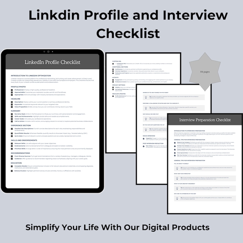 Linkedin Profile and Interview Preparation Checklist, Level up Career ...