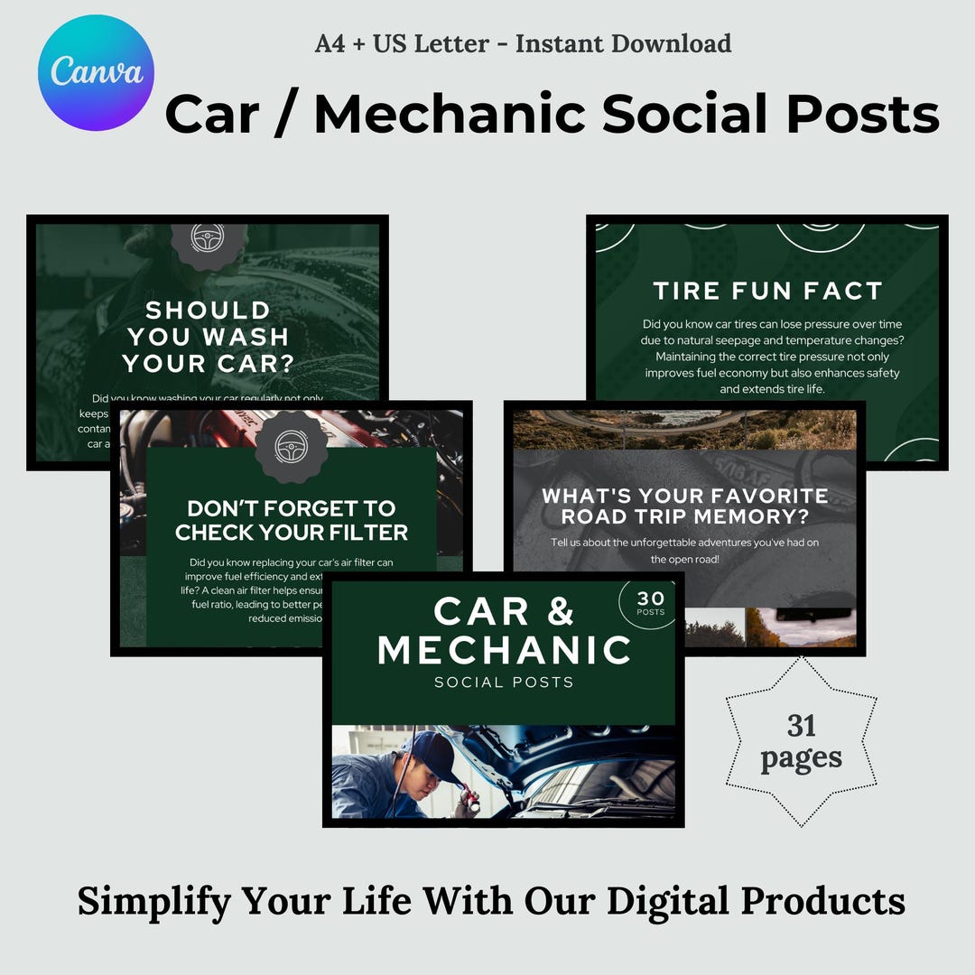 Car Social Media Posts, Auto Mechanic Template, Car Repair Instagram ...