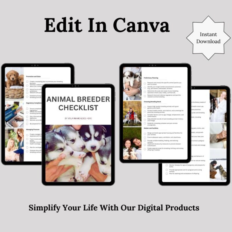 Breeder Monthly Planner, Animal Breeder Checklist, Puppy Breeder ...