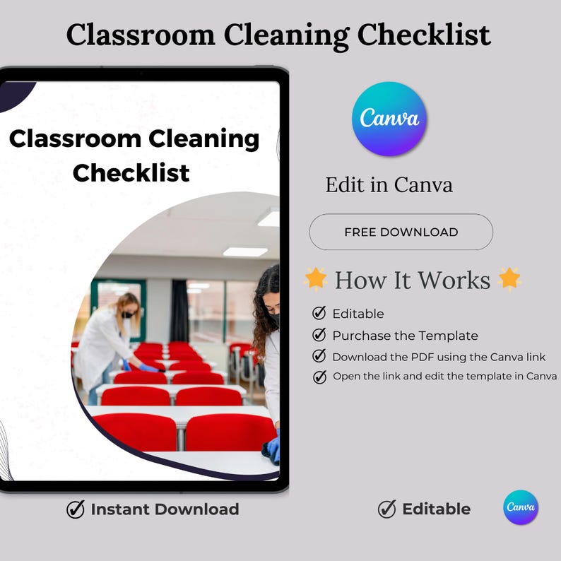 Cleaning Checklist, Classroom Cleaning Checklist, Classroom Decor ...