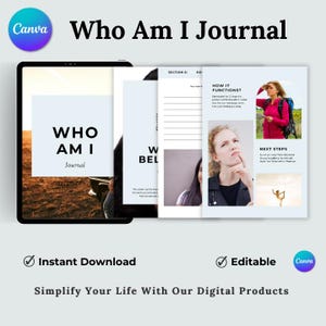 Who Am I Journal, Find Yourself Journal, Self Discovery Reflection ...