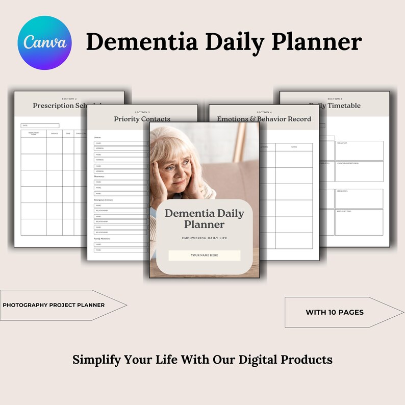 Dementia Planner, Dementia Caregiver Planner, Dementia Daily Routine ...
