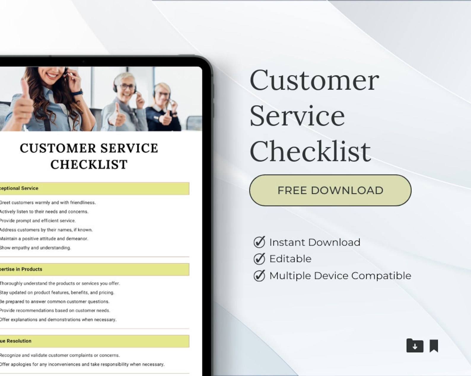 Customer Service Checklist Template, Problem Solving Customer Checklist ...