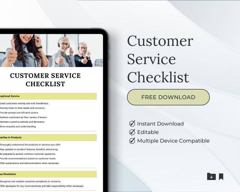 Customer Service Checklist Template, Problem Solving Customer Checklist ...