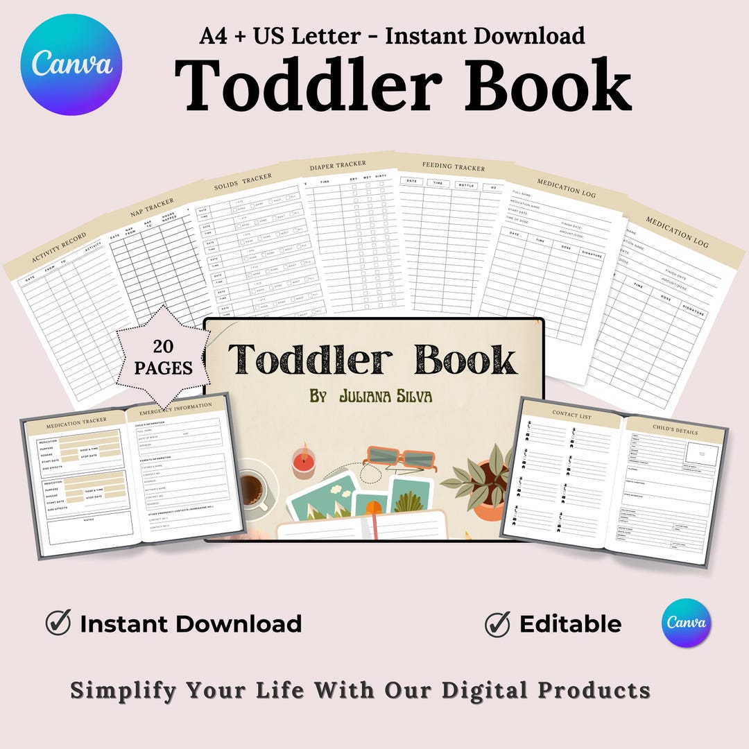 Toddler Book Daily Report, Toddler Attendance Record, Health Log ...