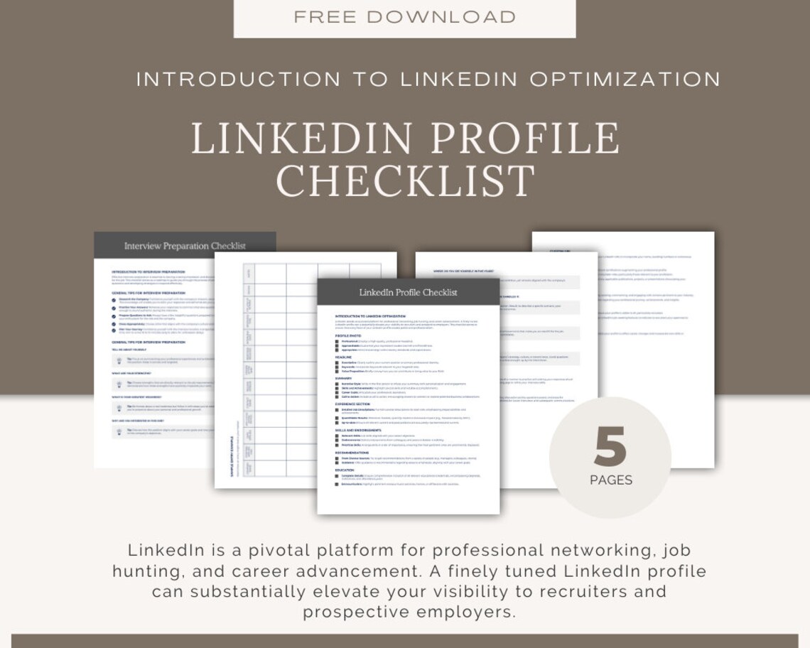 Linkedin Profile and Interview Preparation Checklist, Level up Career ...