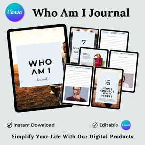 Who Am I Journal, Find Yourself Journal, Self Discovery Reflection ...
