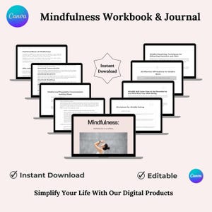 Mindfulness Journal, Mental Health Spiritual Workbook, Mindfulness Therapy Tools, Positive ...