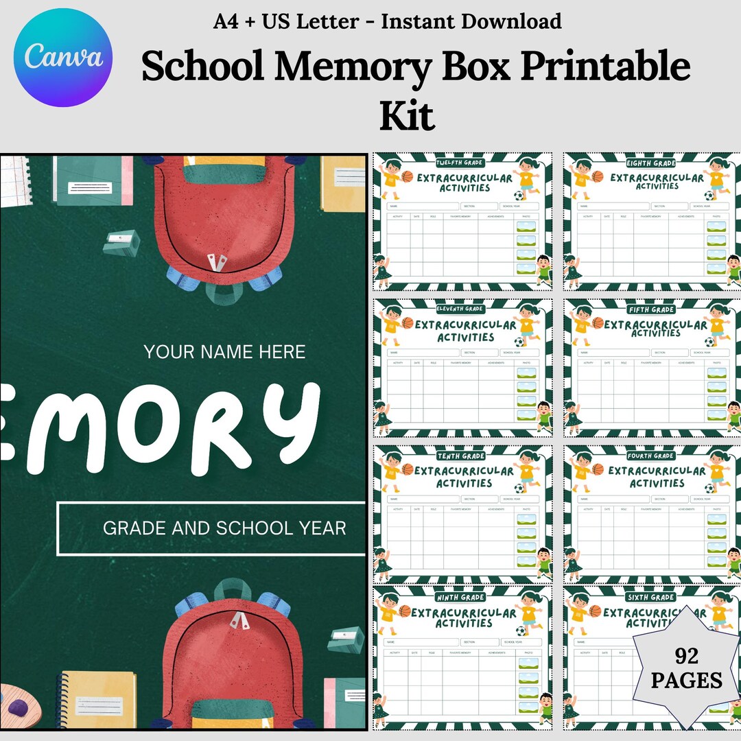 School Memory Box, Achievement Memory Box Kit, Grades Activity Sheet ...