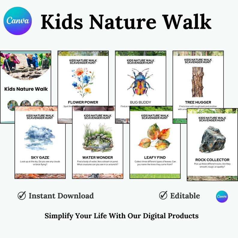 Kids Nature Walk Activity, Outdoor Scavenger Hunt, Homeschool Nature ...