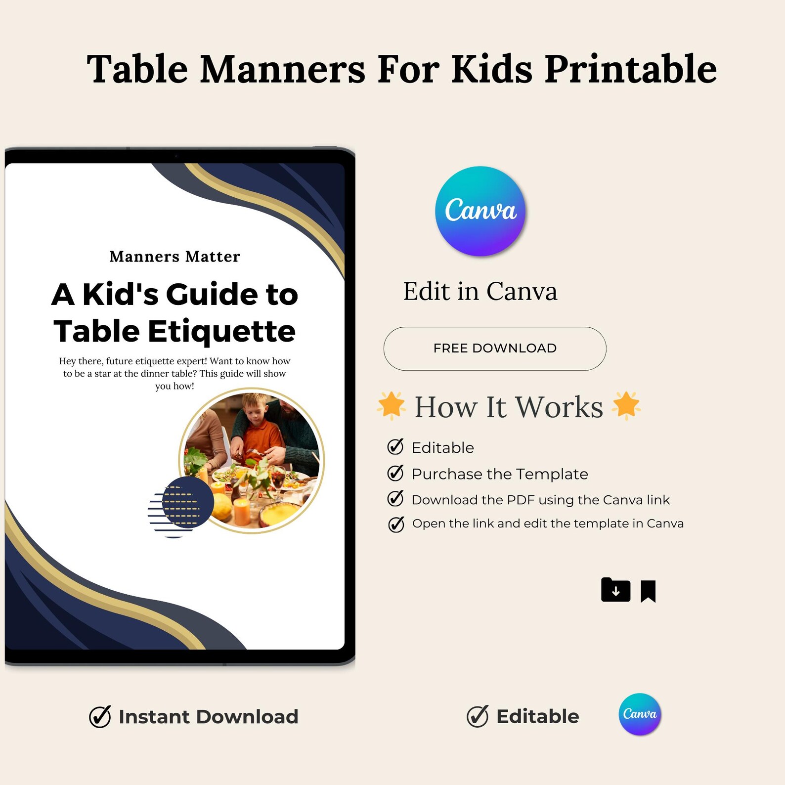 Kids Behavior Chart, Table Etiquette Kids Worksheet, Kids Learning ...