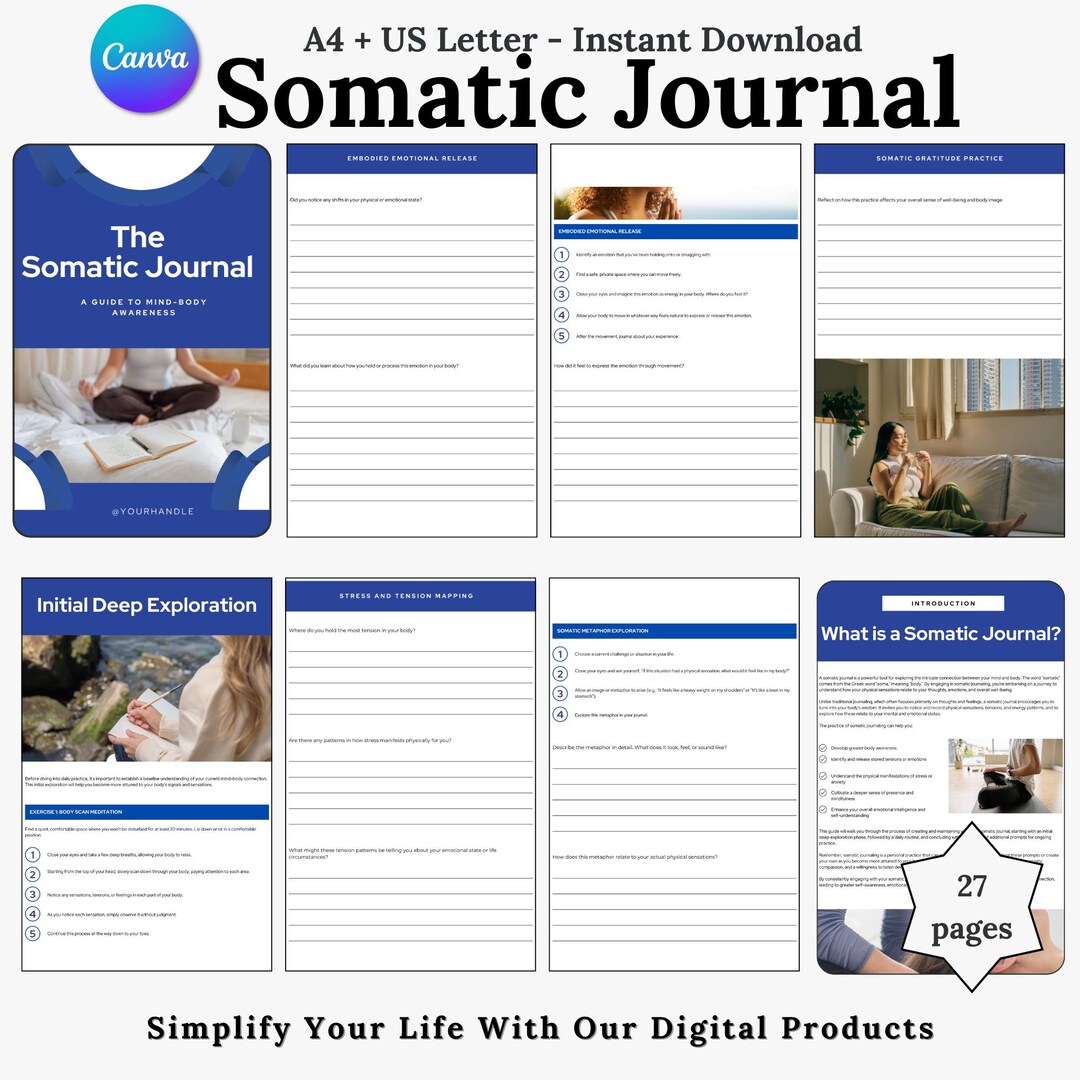 Somatic Journal, Mind Body Awareness, Body Meditation Practice Journal ...