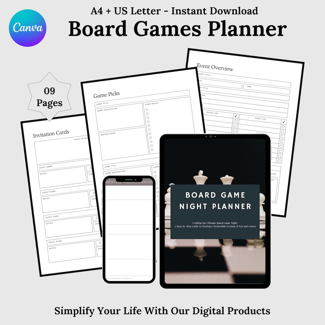 Board Game Event Planner, Family Game Night Tracker, Board Game Weekly ...