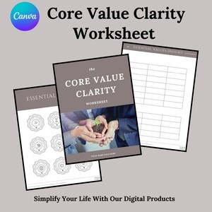 Core Value Worksheet, Mental Clarity Worksheet, Personal Development ...