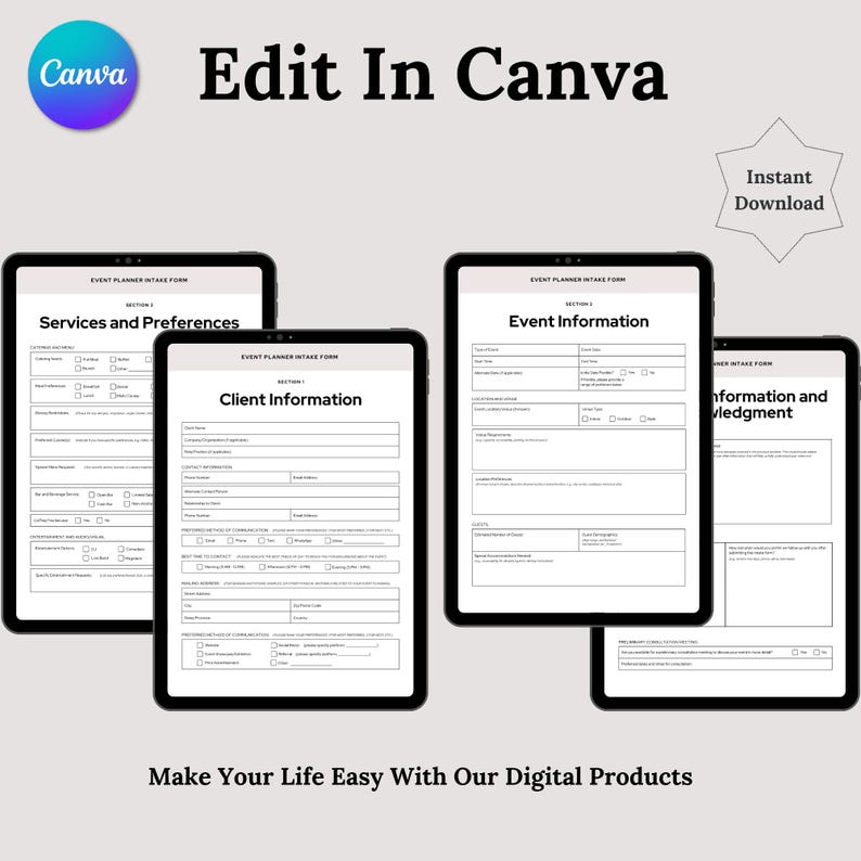 Event Planner Intake Form, Party Planning Intake Form, Event ...