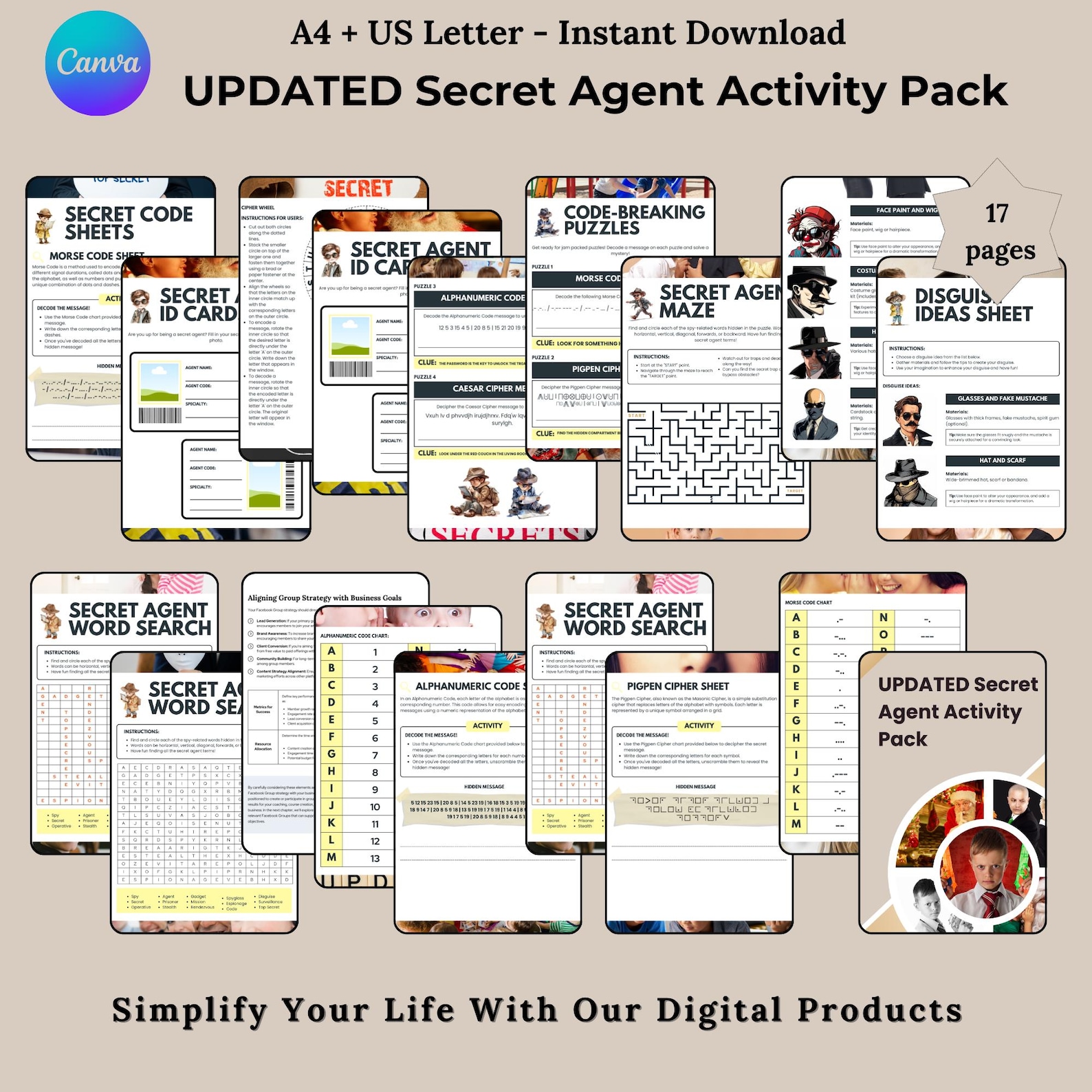 Kids Activity Pack, Updated Secret Agent Activity Pack, Detective Party ...