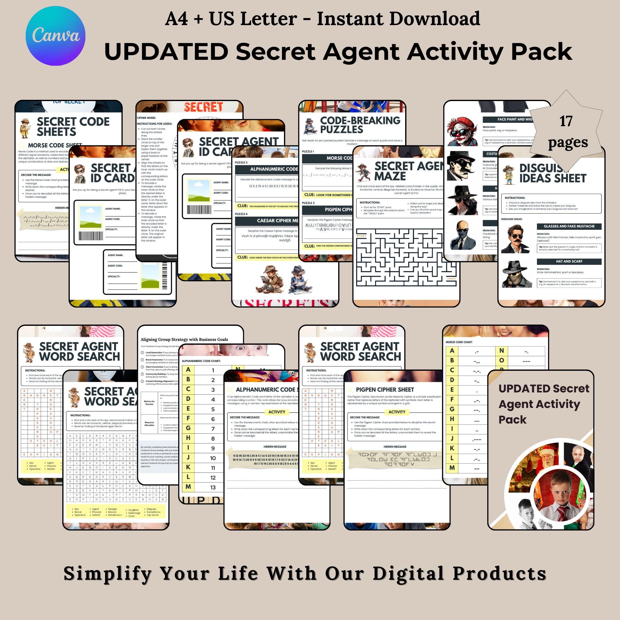 Kids Activity Pack, Updated Secret Agent Activity Pack, Detective Party ...
