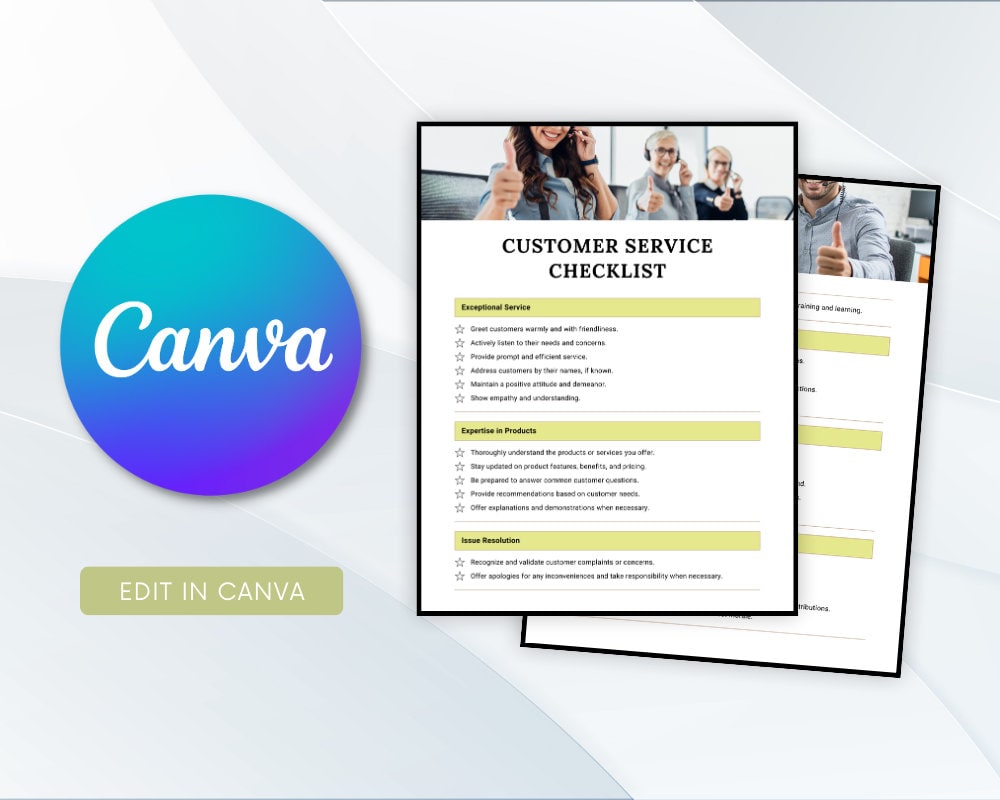 Customer Service Checklist Template, Problem Solving Customer Checklist ...