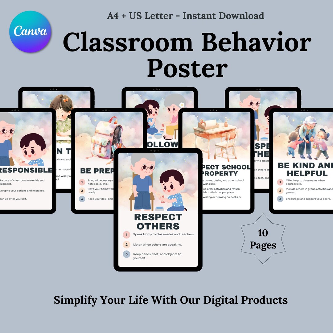 Classroom Behavior Chart, Behavior Management Rules, Educational Social ...