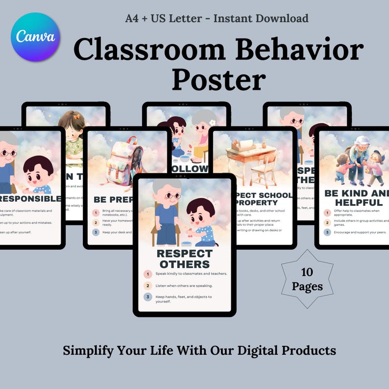 Classroom Behavior Chart, Behavior Management Rules, Educational Social ...