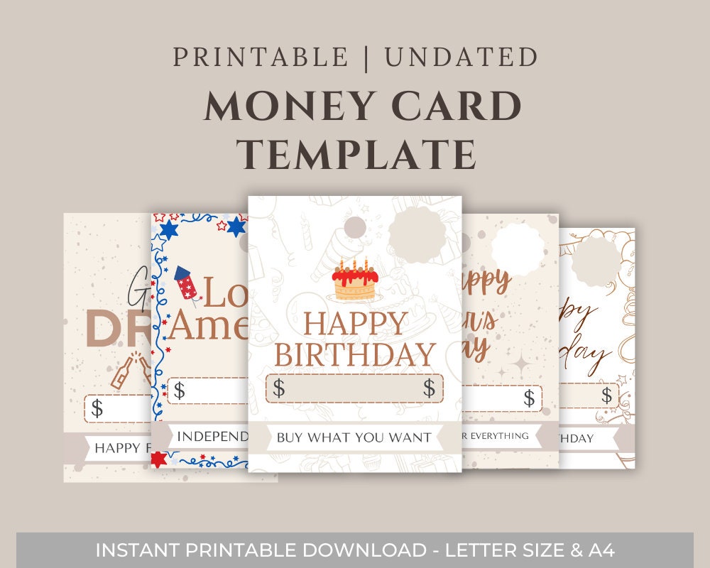 Money Card Template, Money Envelope Card Template, Digital Gift Card ...
