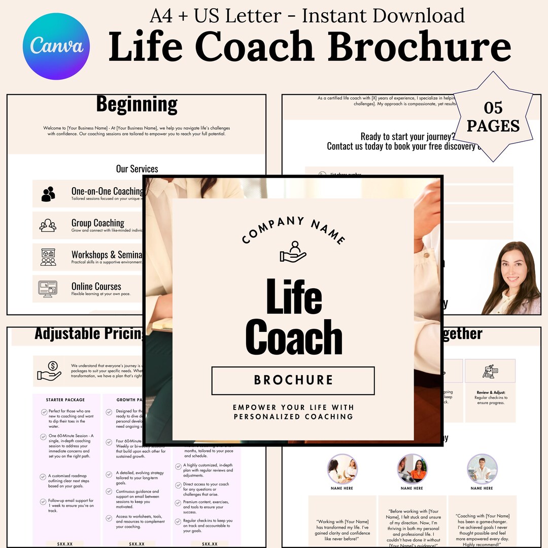 Life Coach Brochure Template, Life Coach Marketing Template, Instagram ...