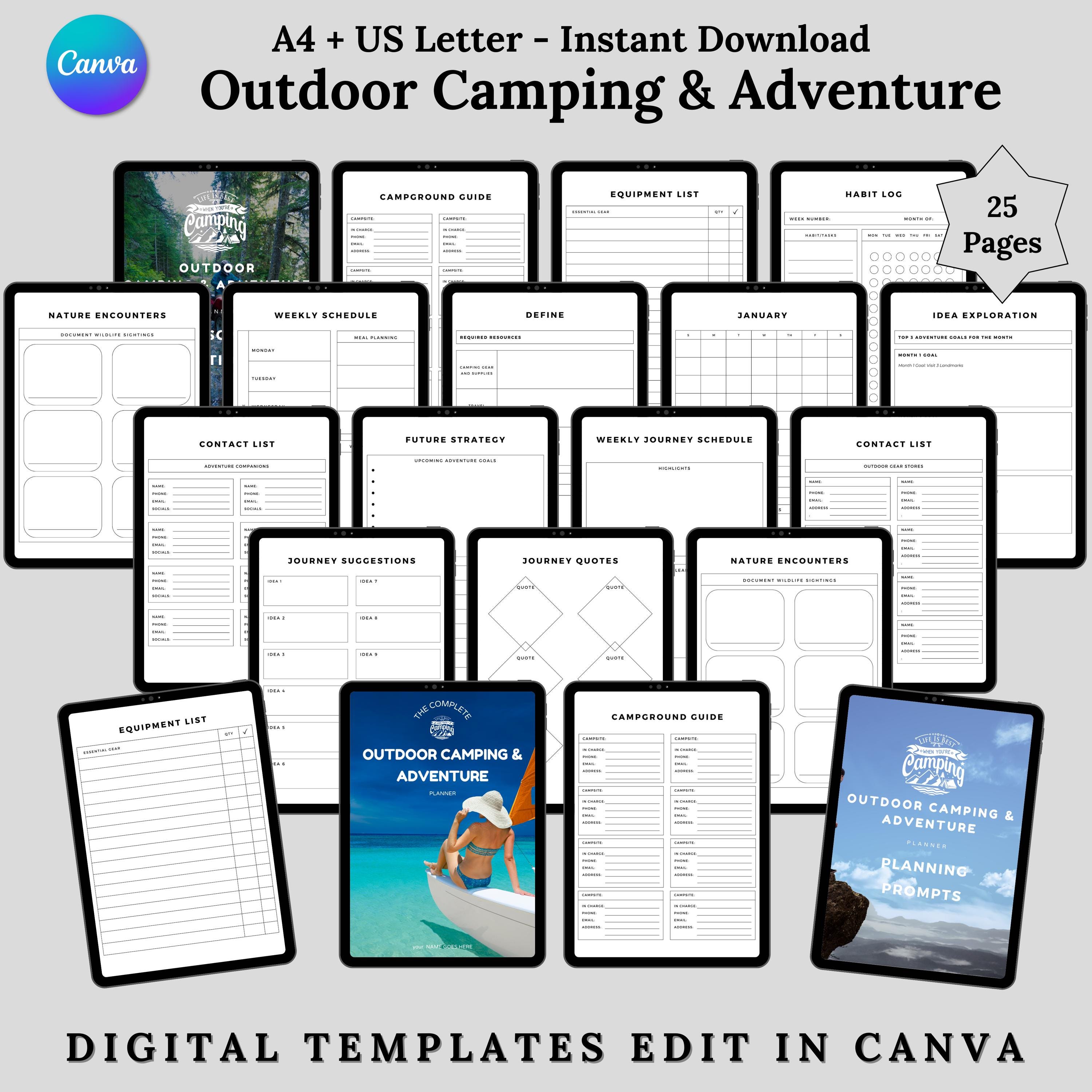 Travel and Adventure Digital Journal, Adventure Camping Planner ...