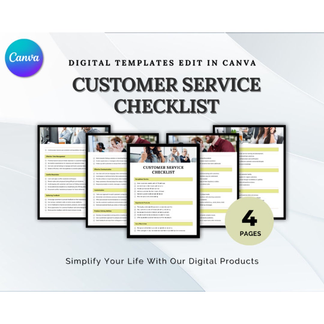 Customer Service Checklist Template, Problem Solving Customer Checklist ...