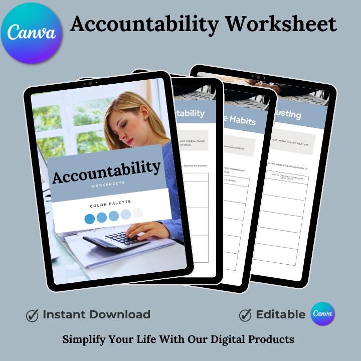 Accountability Worksheet, Responsibility Chart Worksheet, Avoidance ...