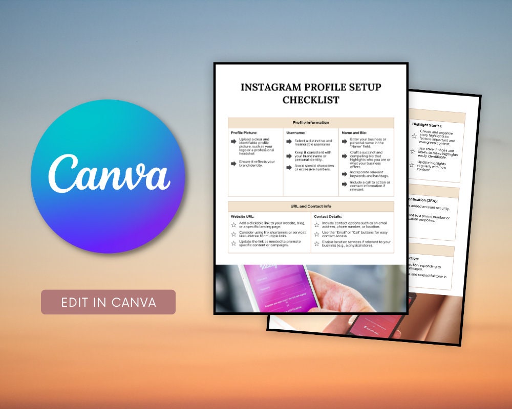 Instagram Checklist Template, Instagram Account Setup Checklist ...