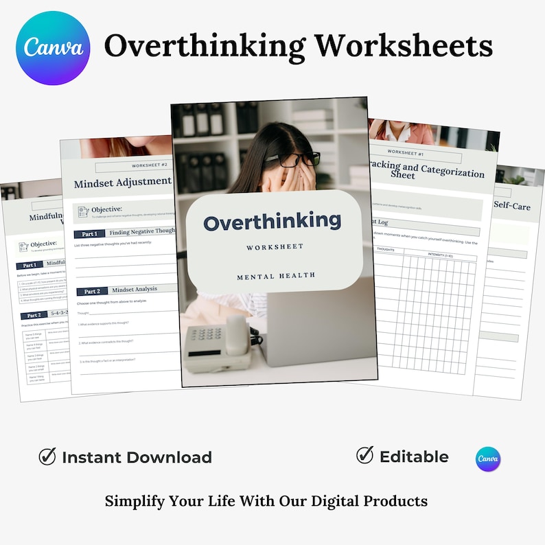Therapy Worksheet, Overthinking Anxiety Relief Worksheets, Anxiety ...
