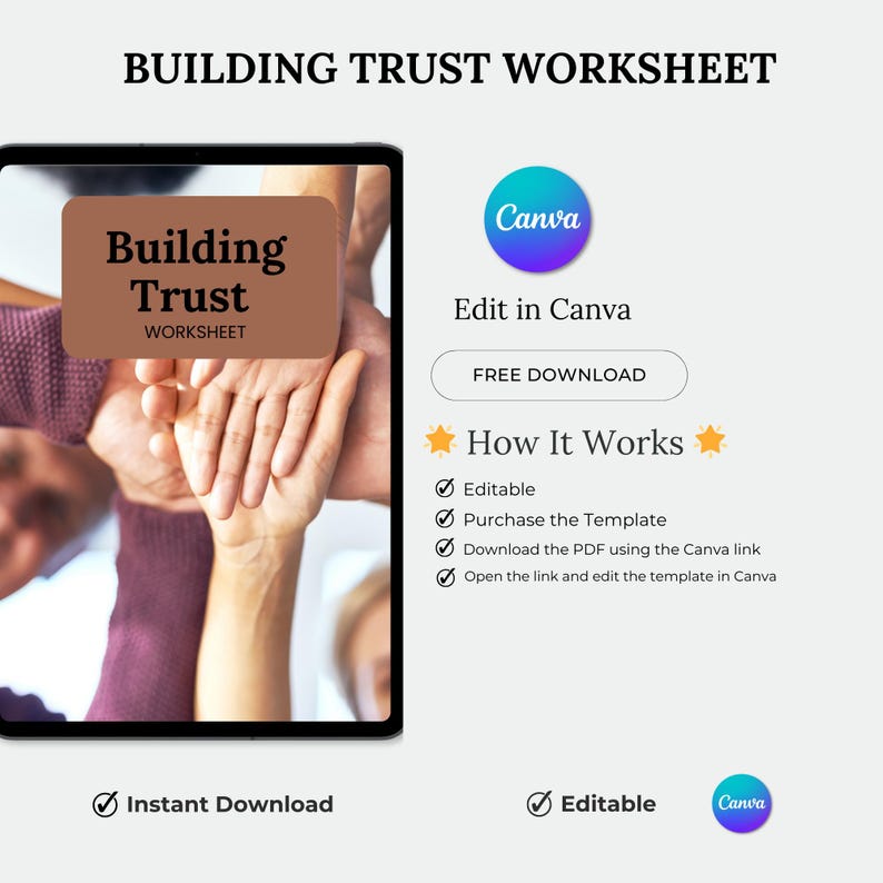 Building Trust Worksheet, Team Building Blocks, Personal Growth Trust ...