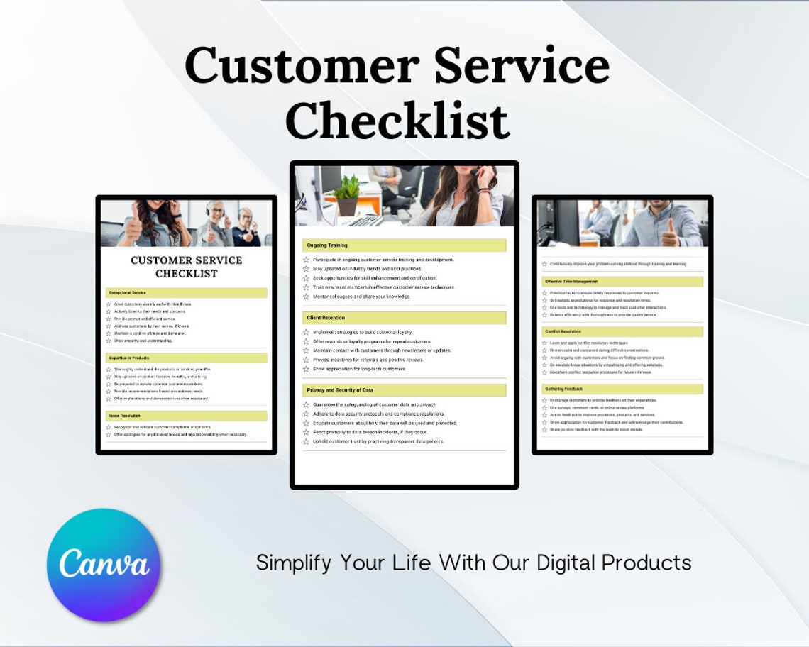 Customer Service Checklist Template, Problem Solving Customer Checklist ...