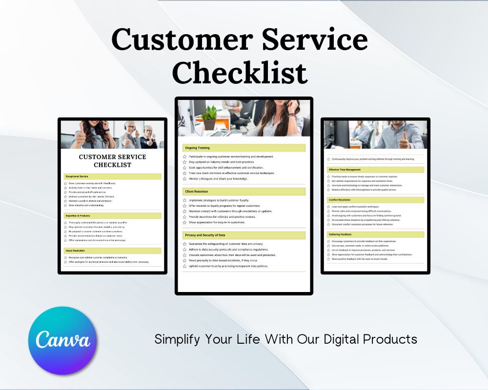 Customer Service Checklist Template, Problem Solving Customer Checklist ...