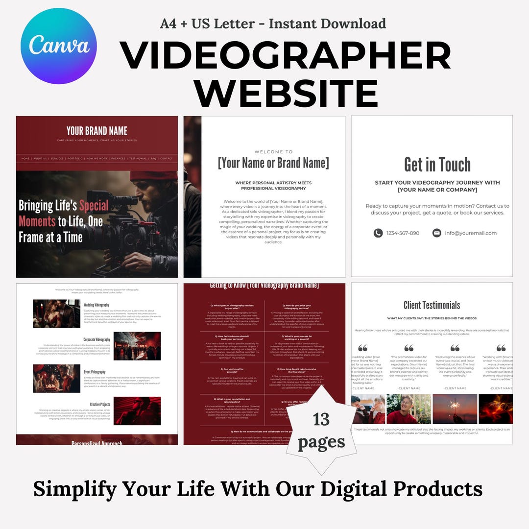 Videographer Website, Custom Business Portfolio Website, Creative ...