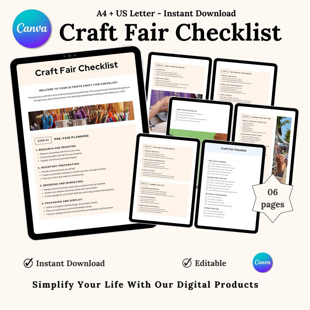 Craft Fair Checklist, Booth Setup Checklist, Craft Show Organizer Event ...