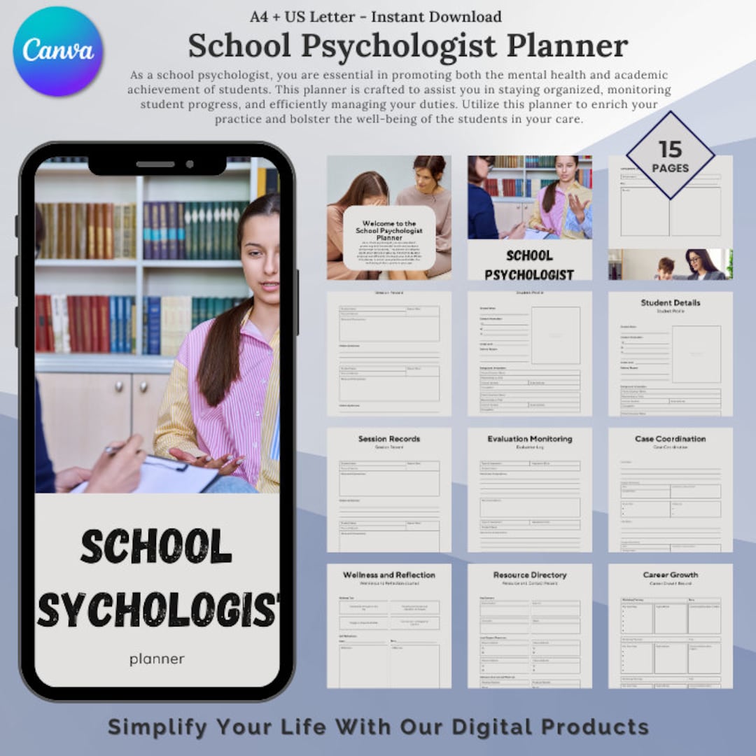 School Psychologist Planner, School Counselor Reflection Planner ...