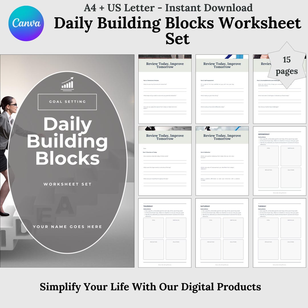 Building Blocks Worksheet Template, Personal Growth Coaching Templates ...