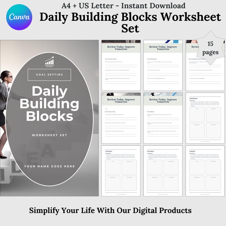 Building Blocks Worksheet Template, Personal Growth Coaching Templates ...