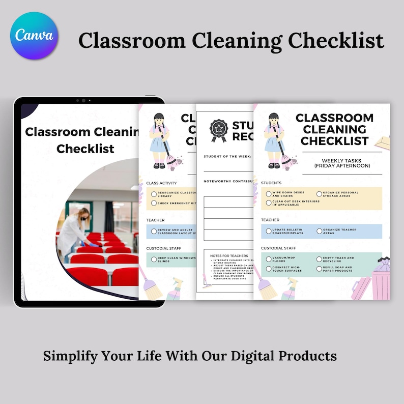 Cleaning Checklist, Classroom Cleaning Checklist, Classroom Decor ...