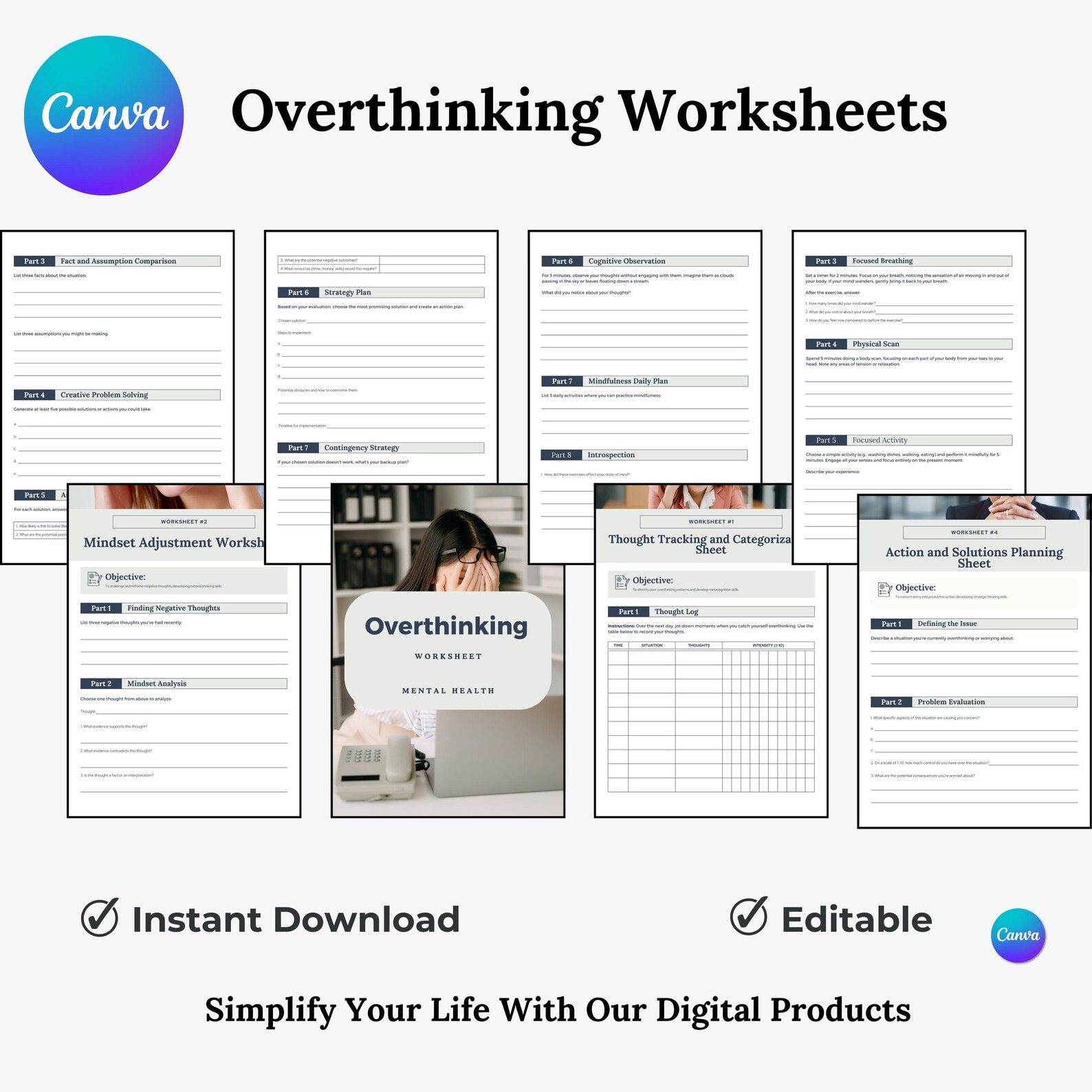 Therapy Worksheet, Overthinking Anxiety Relief Worksheets, Anxiety ...