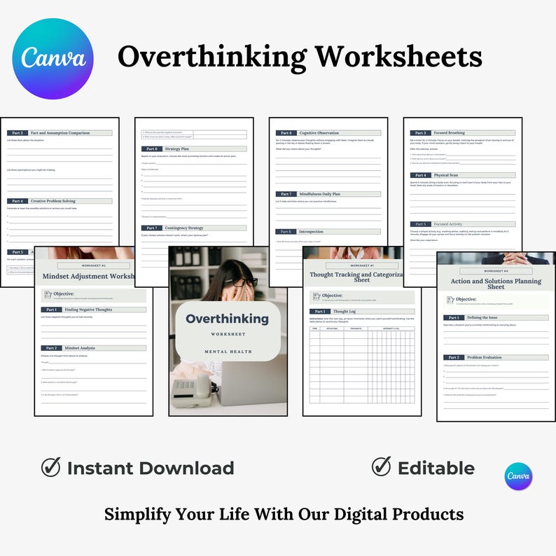 Therapy Worksheet, Overthinking Anxiety Relief Worksheets, Anxiety ...