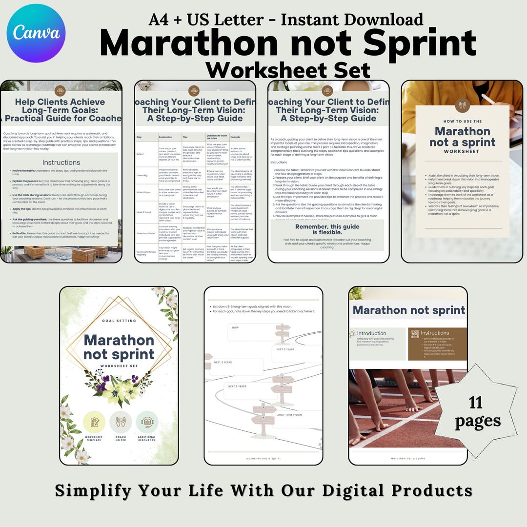 Marathon Template, Marathon Not Sprint Worksheet, Goal Setting ...