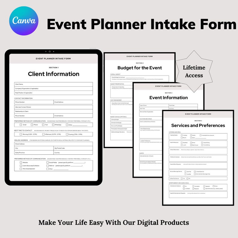 Event Planner Intake Form, Party Planning Intake Form, Event ...