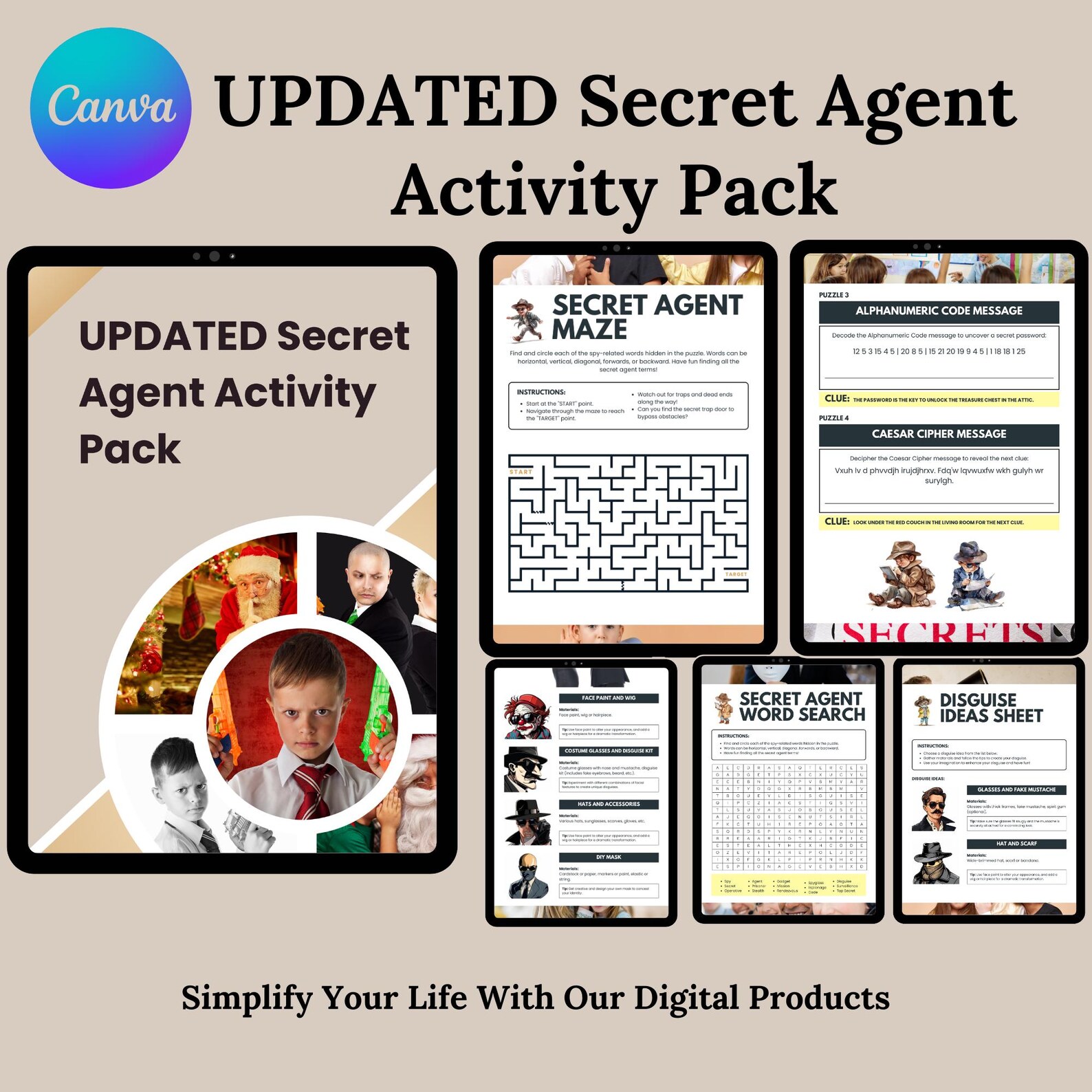 Kids Activity Pack, Updated Secret Agent Activity Pack, Detective Party ...