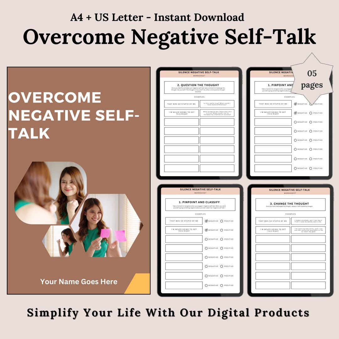 Therapy Worksheet, Negative Self Talk Psychology Worksheet, Self ...