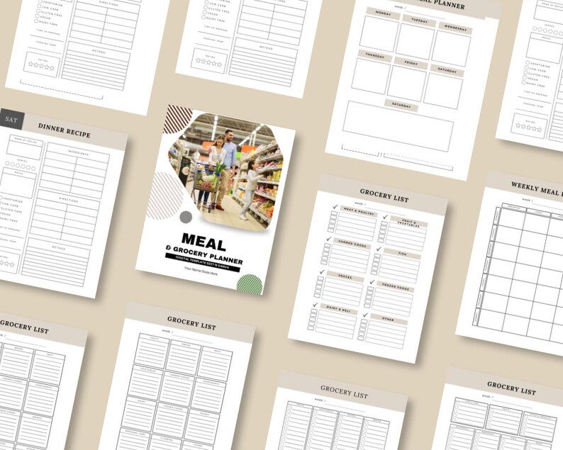 Digital Meal Planner, Weekly Grocery Planner Template, Meal Planning ...