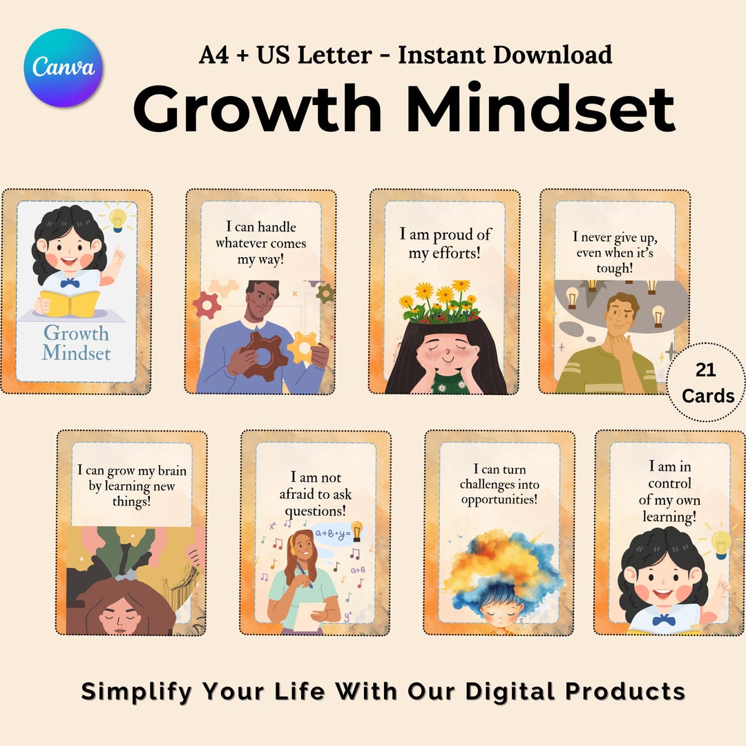Mindfulness Cards, Growth Mindset Affirmation Cards, Confidence ...
